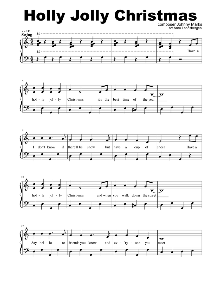 Holly Jolly Christmas Sheet music for Piano (Solo) Easy | Musescore.com