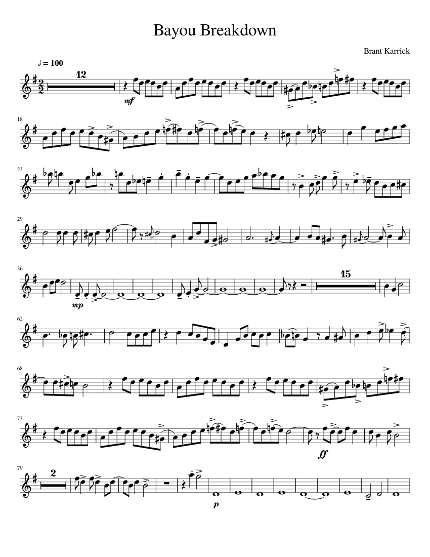 Bayou Breakdown Sheet Music for Saxophone alto (Solo) | MuseScore.com