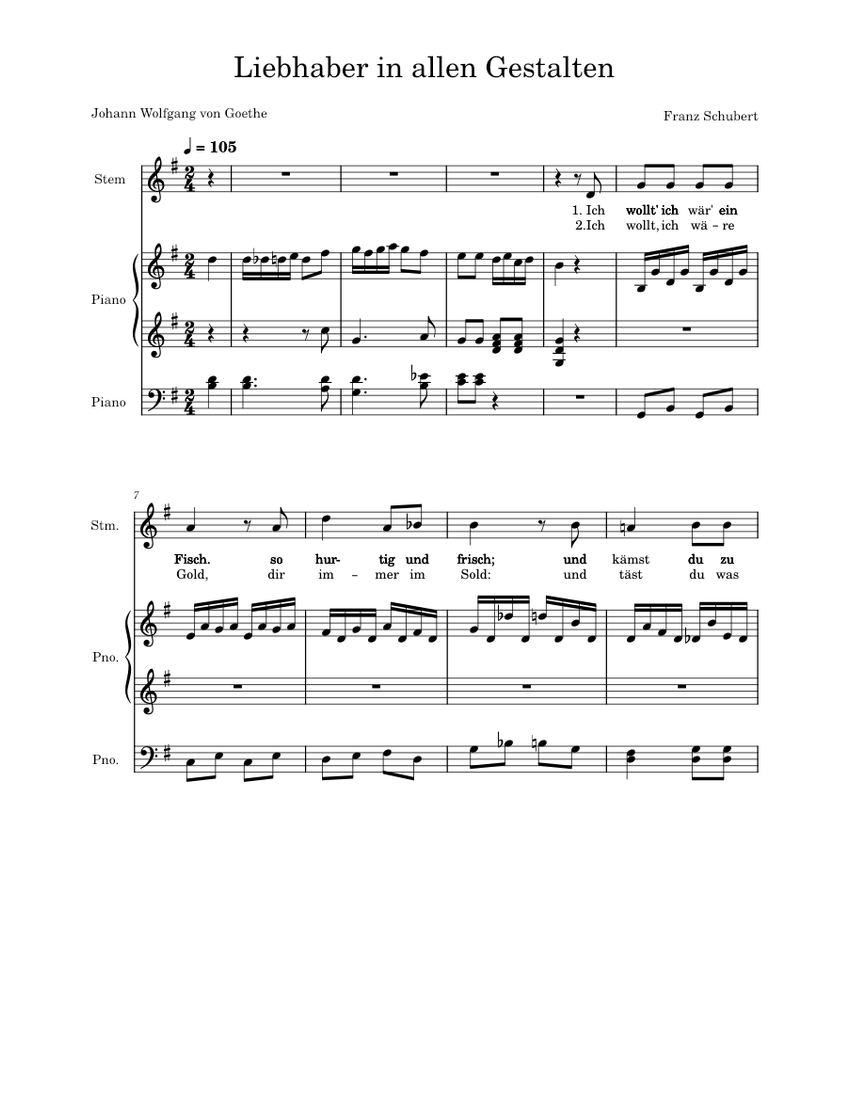 Liebhaber in allen Gestalten, D.558 – Franz Schubert Sheet music for ...