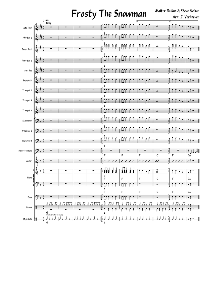 Frosty the Snowman Sheet music for Piano, Trombone, Trombone bass ...