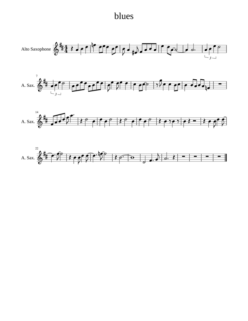 blues Sheet music for Saxophone alto (Solo) | Musescore.com