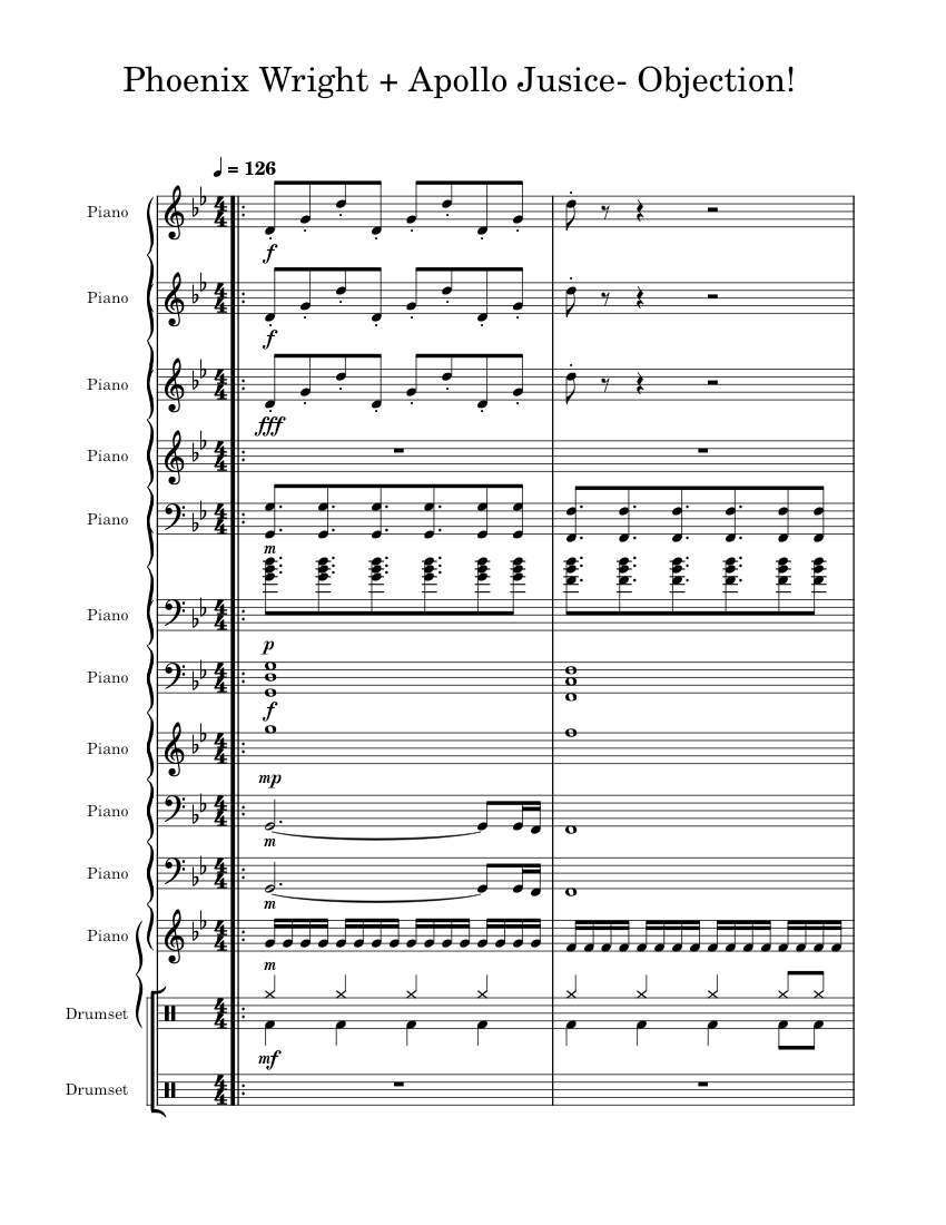 Phoenix Wright + Apollo Jusice- Objection! Sheet Music for Piano, Drum ...