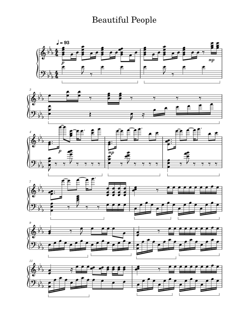 Beautiful people – Ed Sheeran Beautiful People Sheet music for Piano ...