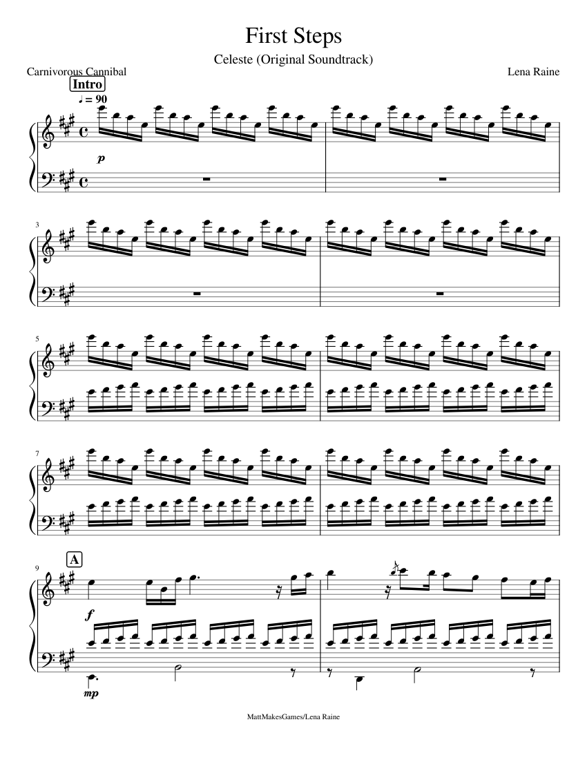 First Steps - Lena Raine (Celeste) Sheet Music for Piano (Solo ...