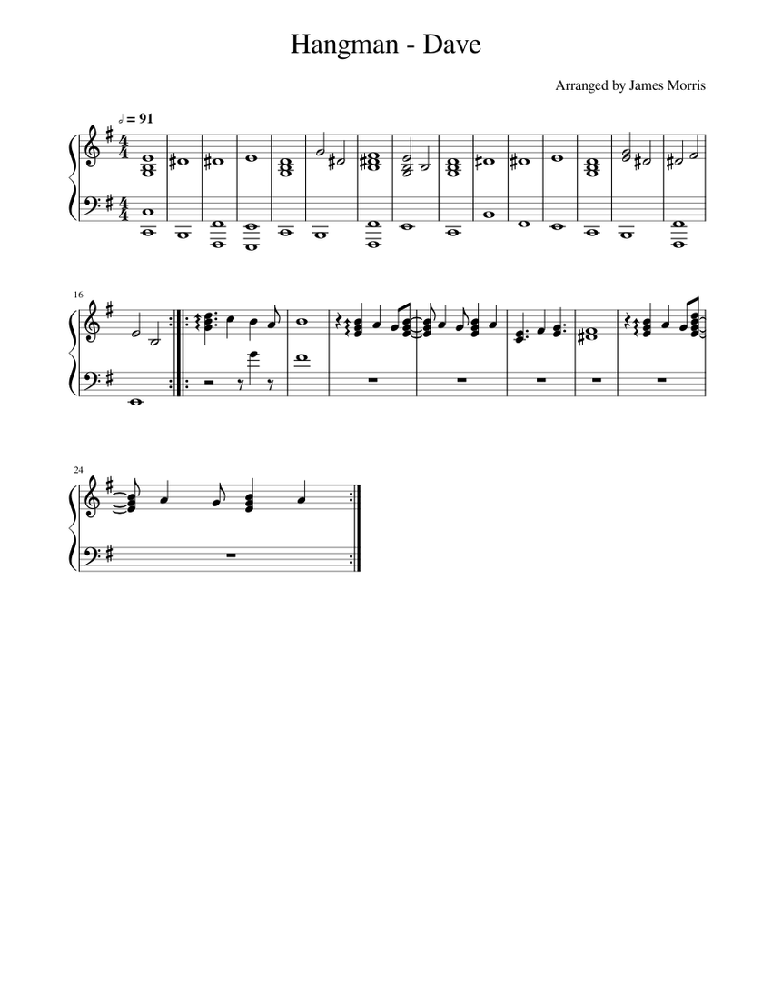 Hangman - Dave Sheet music for Piano (Solo) | Musescore.com
