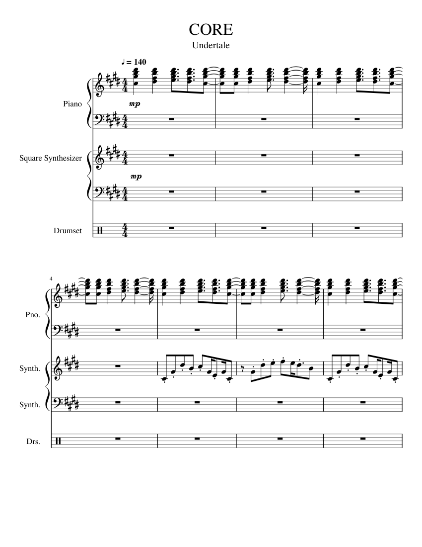 CORE - Undertale (UPDATED) Sheet music for Piano, Drum group ...