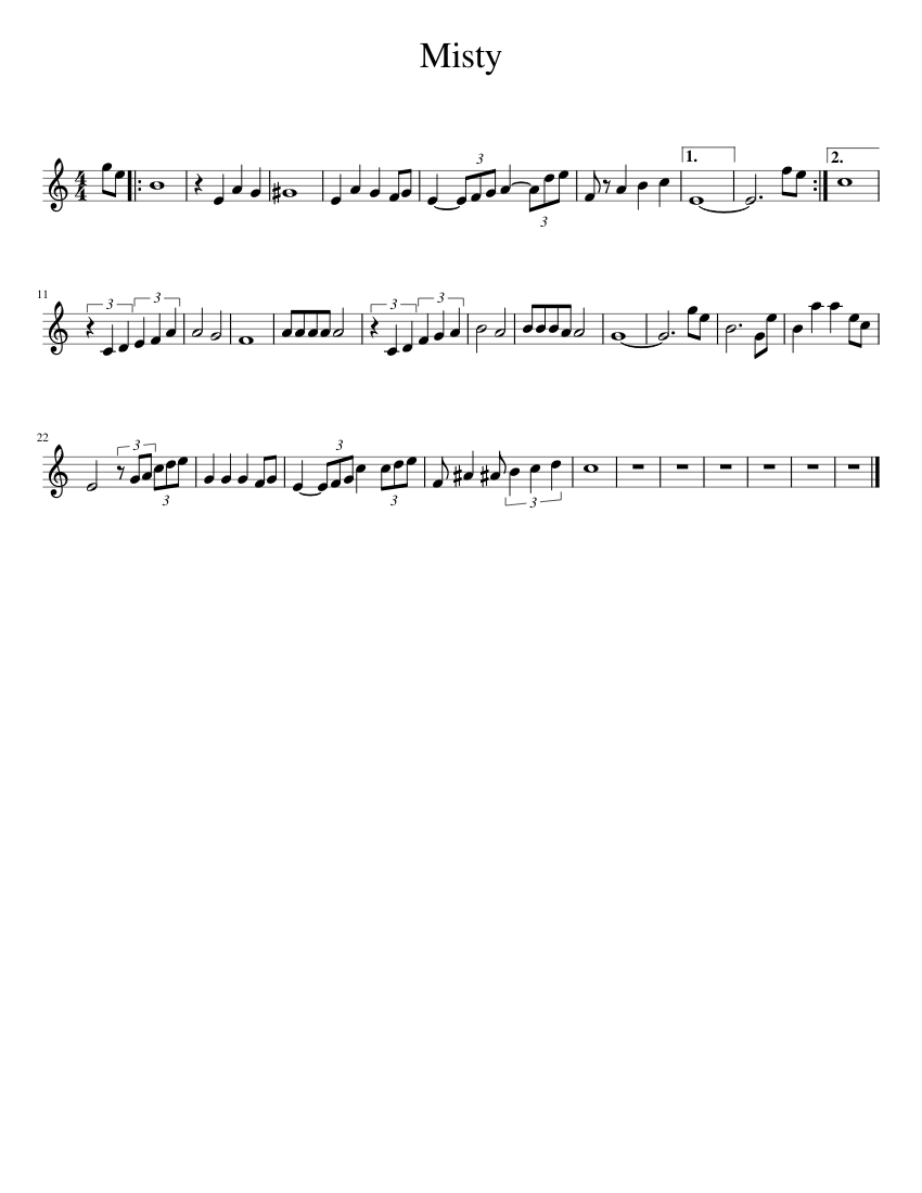 Misty Sheet music for Saxophone alto (Solo) | Musescore.com