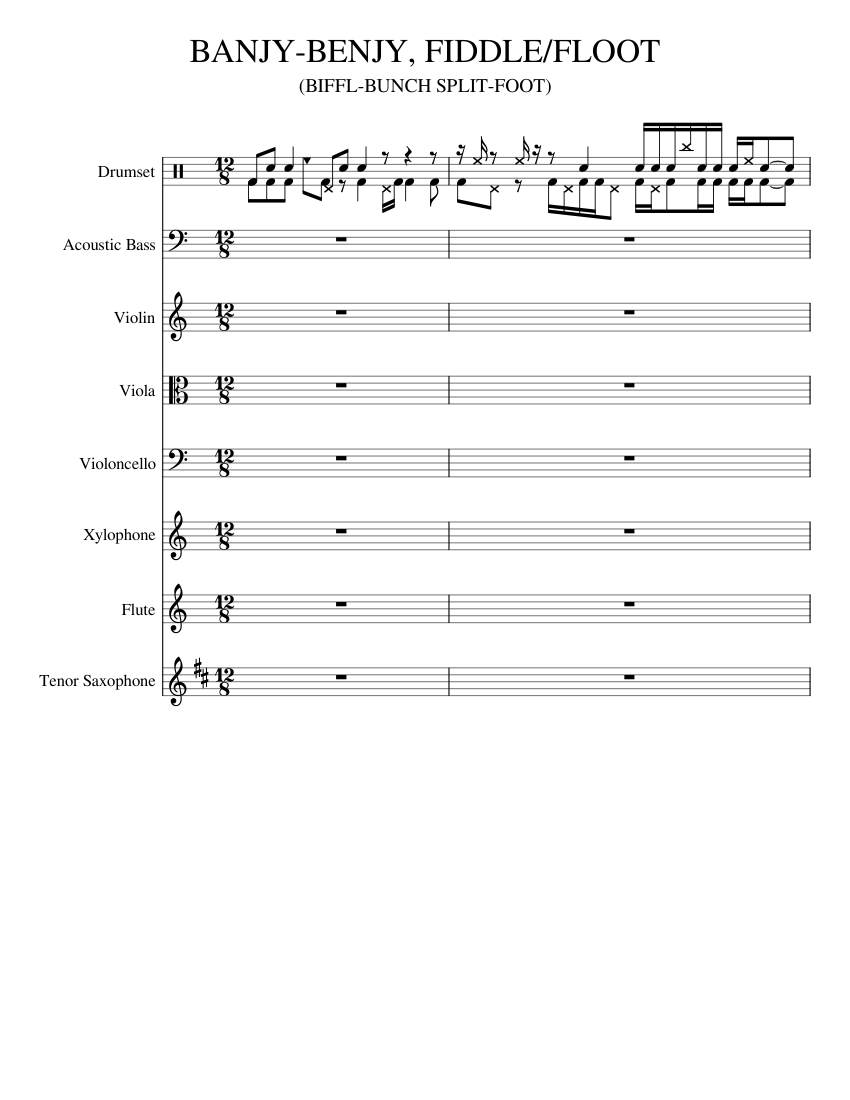 BANJY-BENJY, FIDDLE FLOOT Sheet music for Flute, Saxophone tenor ...
