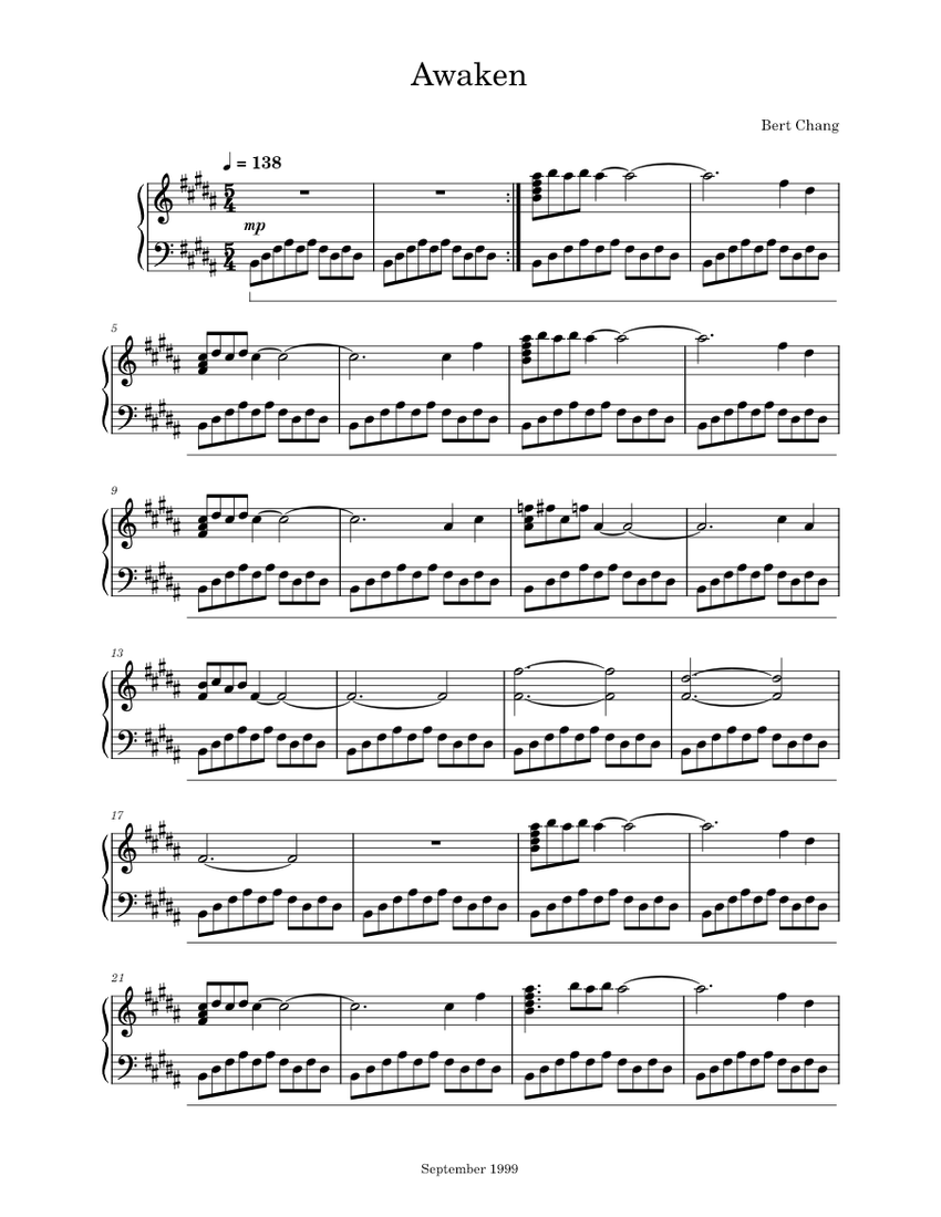 Awaken Sheet Music for Piano (Solo) Easy | MuseScore.com