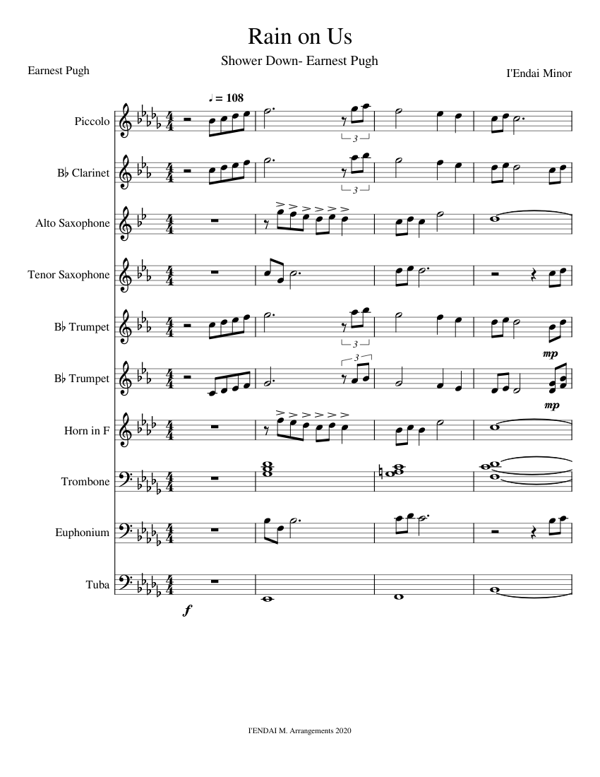 Rain On Us Sheet Music for Trombone, Euphonium, Tuba, Flute piccolo ...