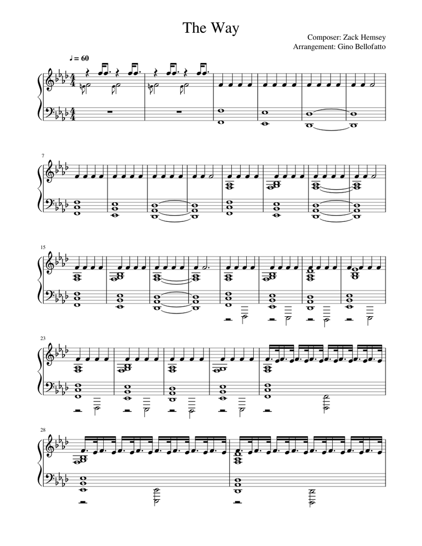 Zack Hemsey - The Way Sheet Music for Piano (Solo) | MuseScore.com