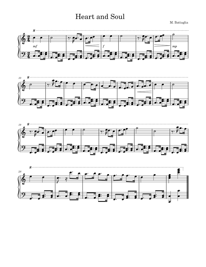 Heart and Soul (Piano) Sheet Music for Piano (Solo) easy | MuseScore.com