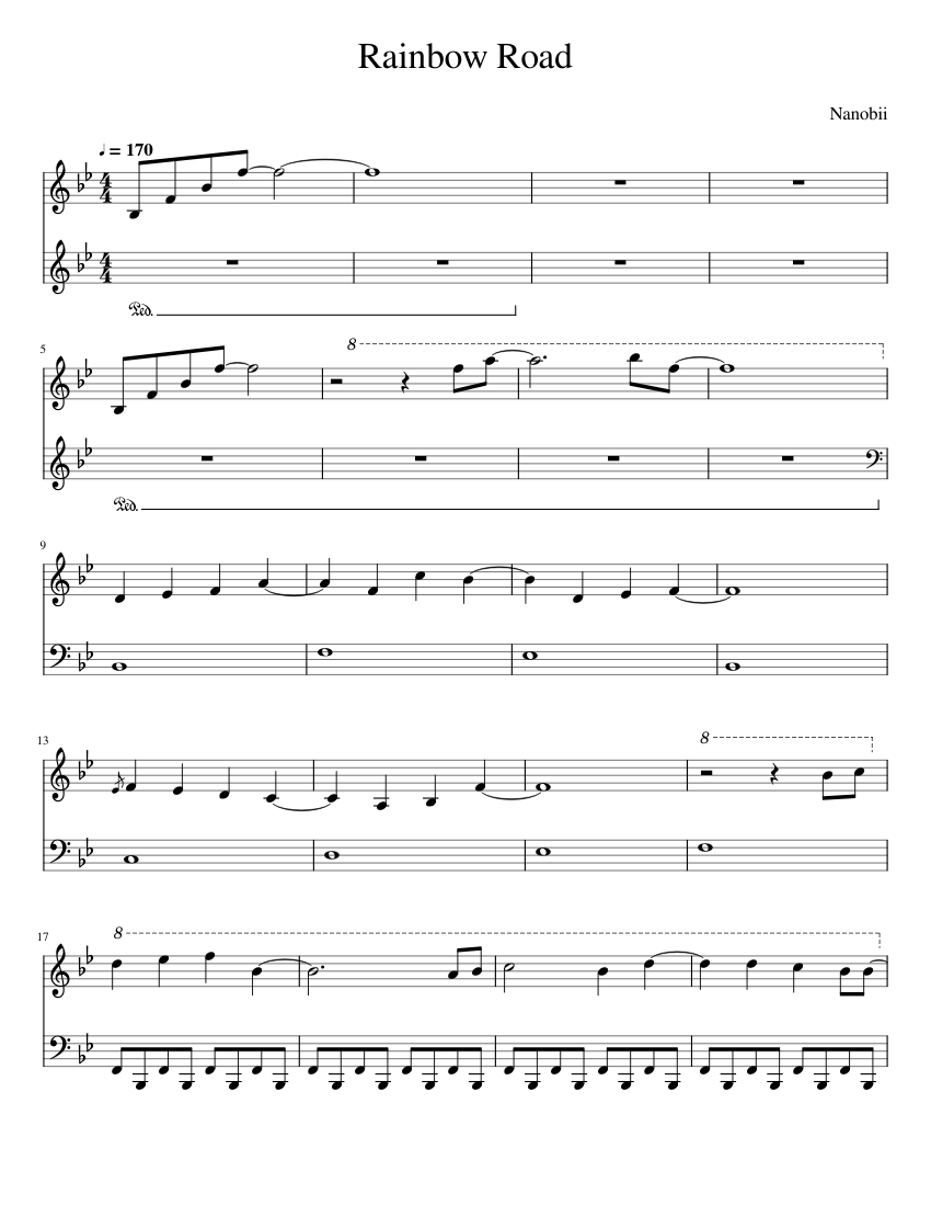 Rainbow Road Sheet Music for Piano (Solo) | MuseScore.com