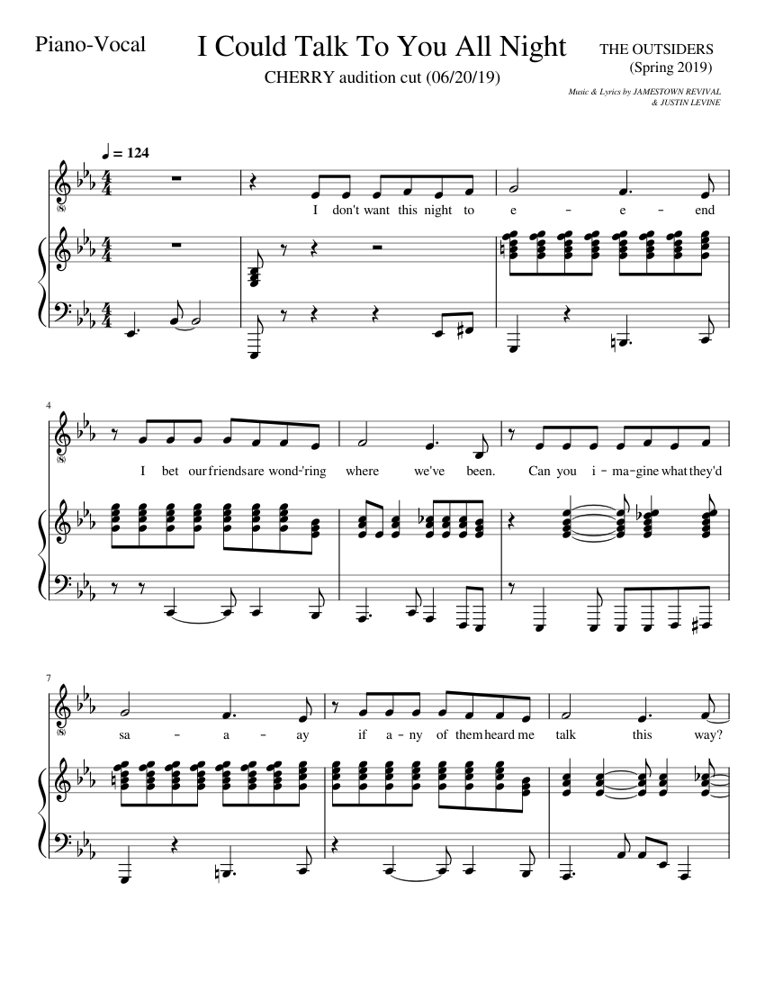 I Could Talk To You All Night Sheet Music for Piano, Vocals (Piano ...