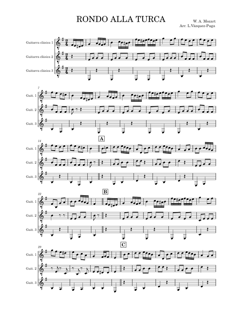 Rondo alla turca – Wolfgang Amadeus Mozart Rondo alla turca – Mozart ...