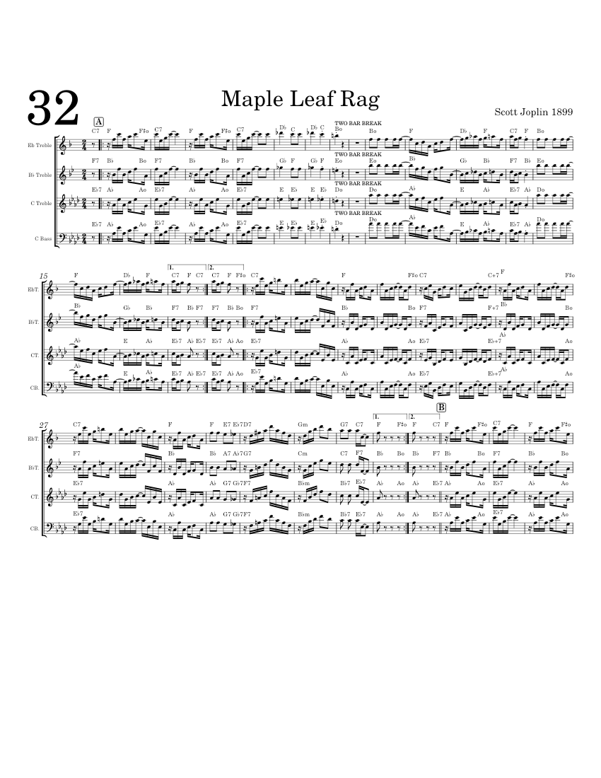 LEADSHEET Maple Leaf Rag - piano tutorial