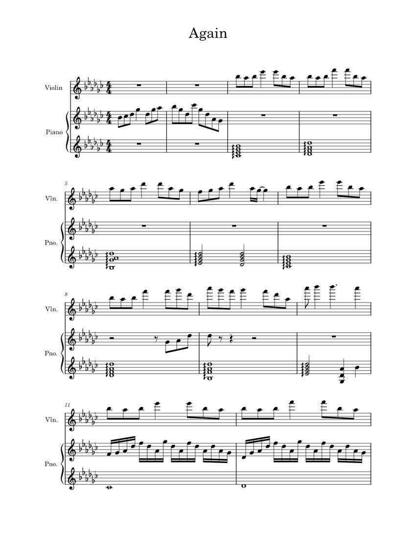 Again – Ryo Yoshimata Sheet music for Piano, Violin (Solo) | Musescore.com