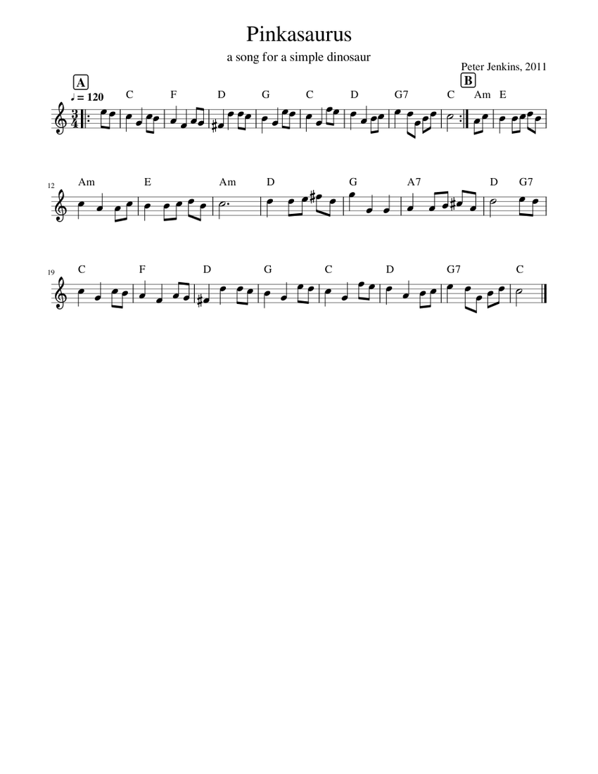 Peter Jenkins - Pinkasaurus Sheet music for Piano (Solo) | Musescore.com