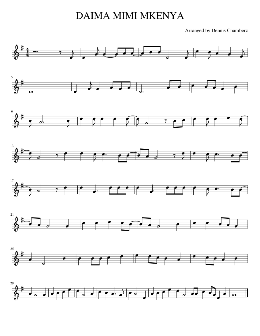 Daima Mimi mkenya Sheet Music for Piano (Solo) easy | MuseScore.com