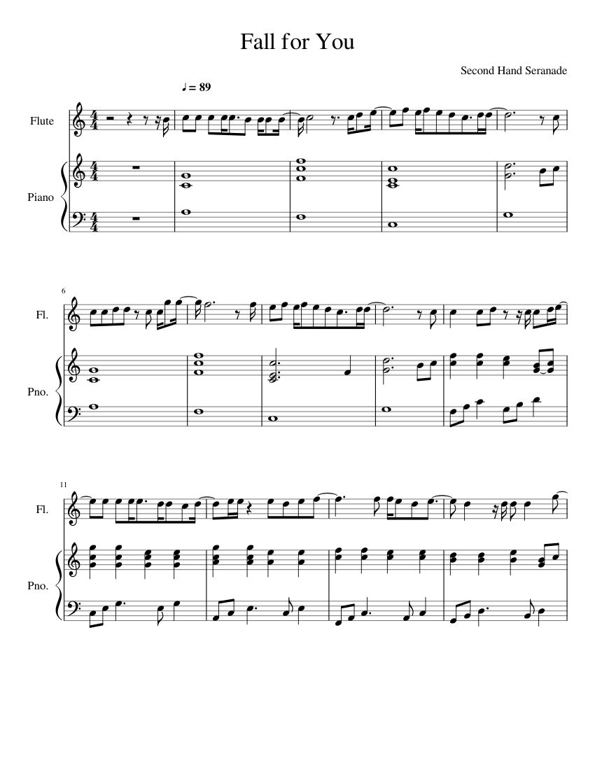 Fall for You Sheet music for Piano, Flute (Solo) | Musescore.com