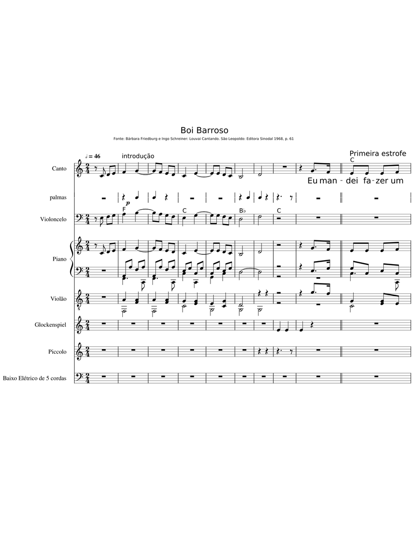06 Boi Barroso Sheet music for Piano, Flute piccolo, Bassoon ...