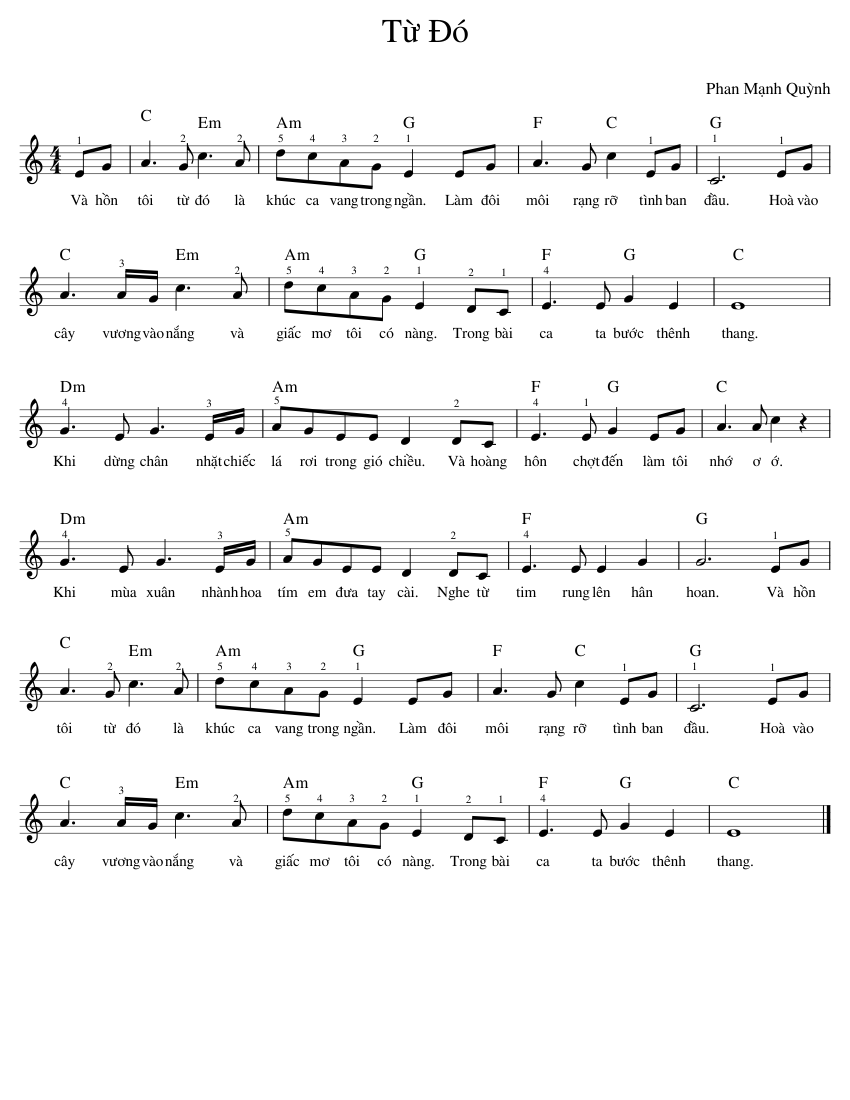 Tu Do – Phan Mạnh Quỳnh tu-do Sheet Music with Chords for Piano (Solo ...