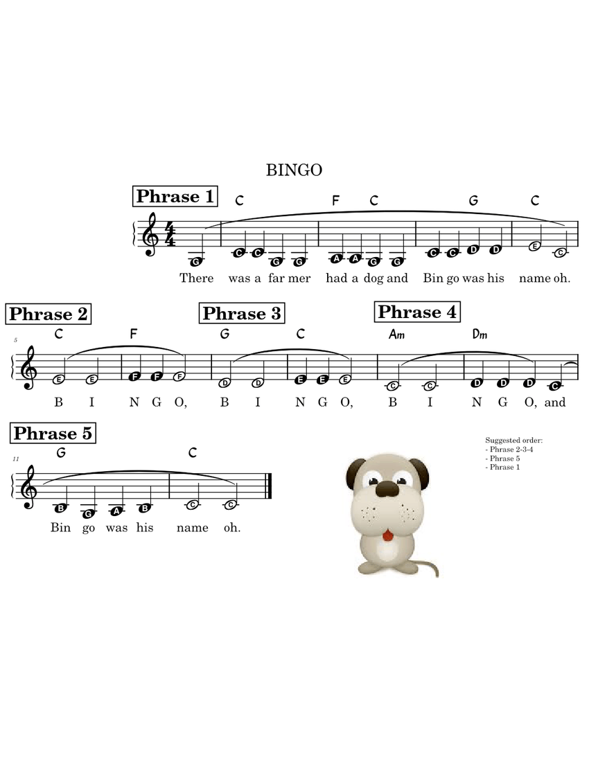 Bingo – Big Notes - YWCM Sheet music for Piano (Solo) Easy | Musescore.com