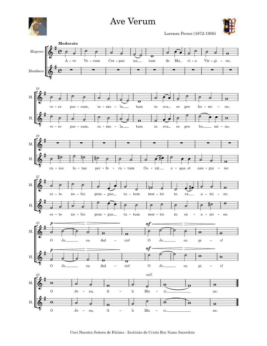 Ave Verum – Lorenzo Perosi Sheet music for Soprano, Alto, Tenor ...