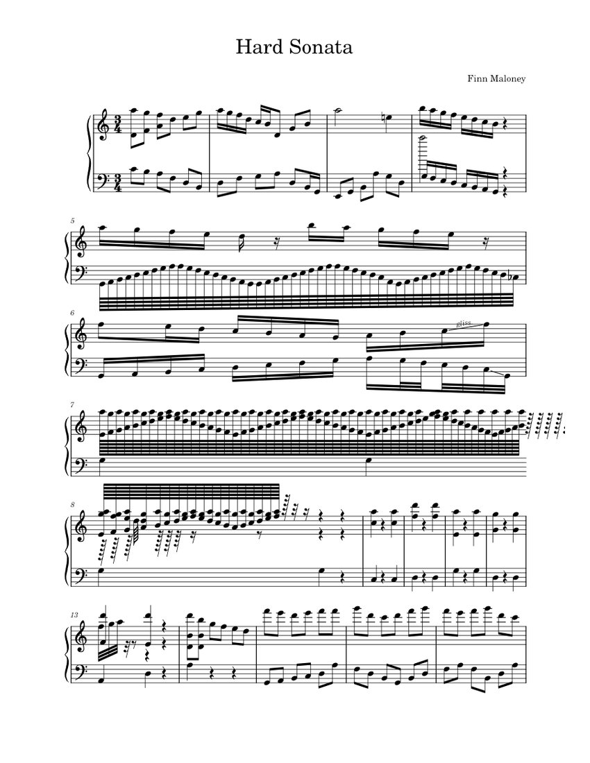 Hard Sonata - Finn Maloney Sheet music for Piano (Solo) | Musescore.com