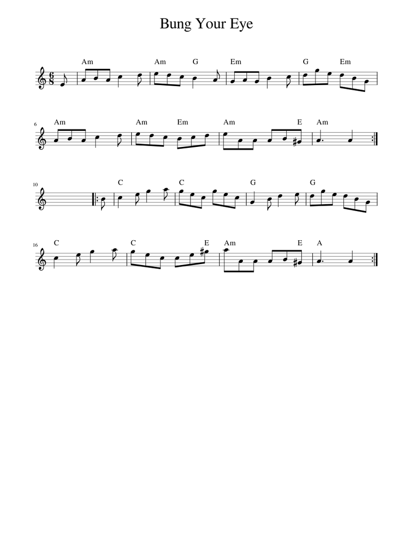 Bung Your Eye Sheet music for Piano (Solo) | Musescore.com