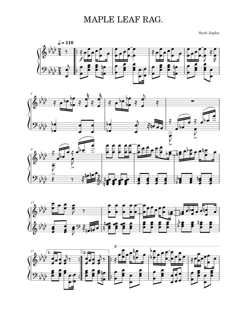 Maple leaf rag – Scott Joplin Maple Leaf Rag (Piano Roll 1916) – Scott ...