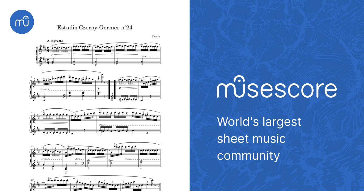 Etude n.24 – Carl Czerny Estudio Czerny-Germer nº24 Sheet Music for Piano (Solo) Easy ...