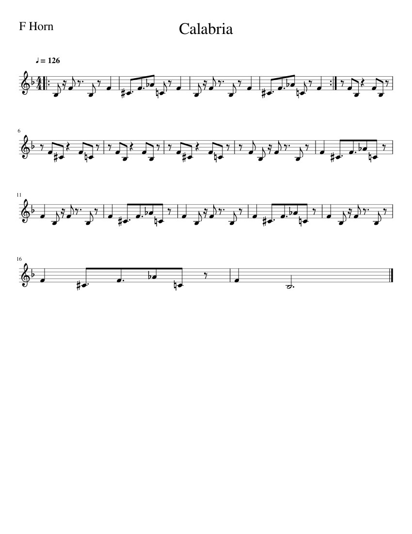 Calabria Sheet music for French horn (Marching Band) | Musescore.com