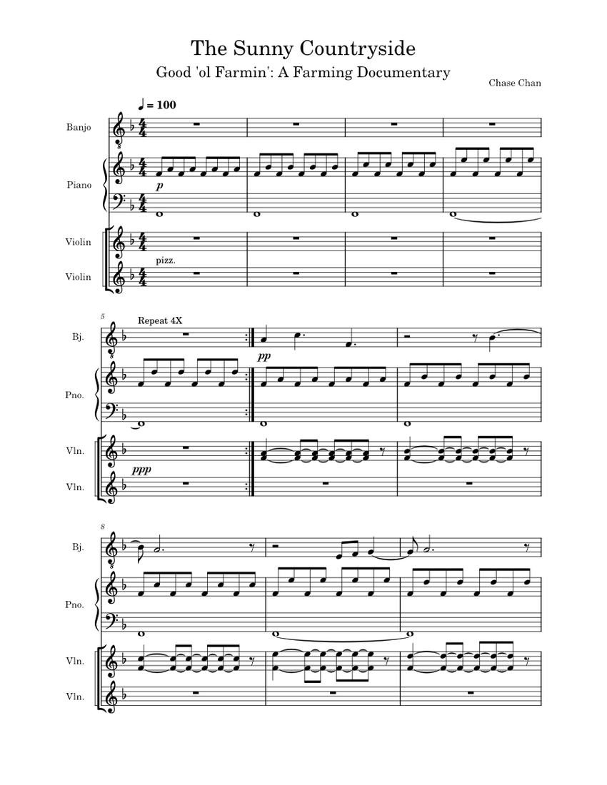 The Sunny Countryside Sheet music for Piano, Violin, Banjo (Mixed ...