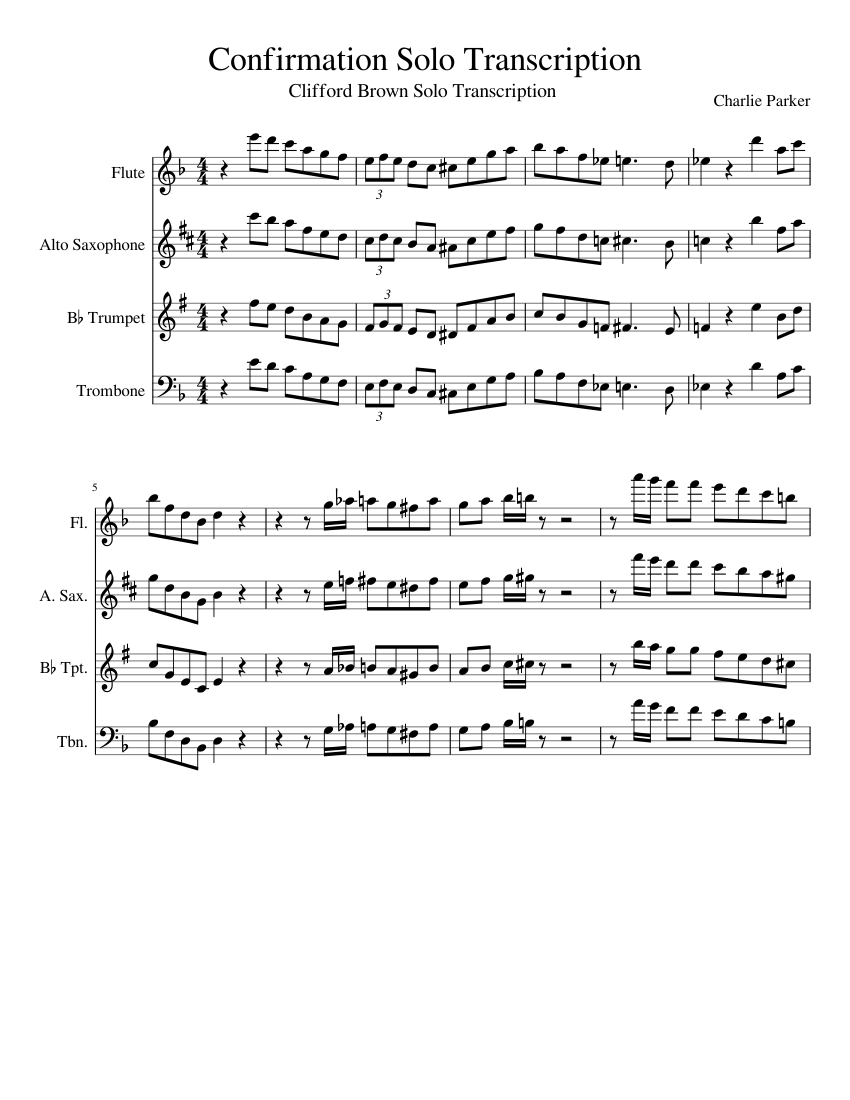 Confirmation Solo Transcription Sheet music for Trombone, Flute ...
