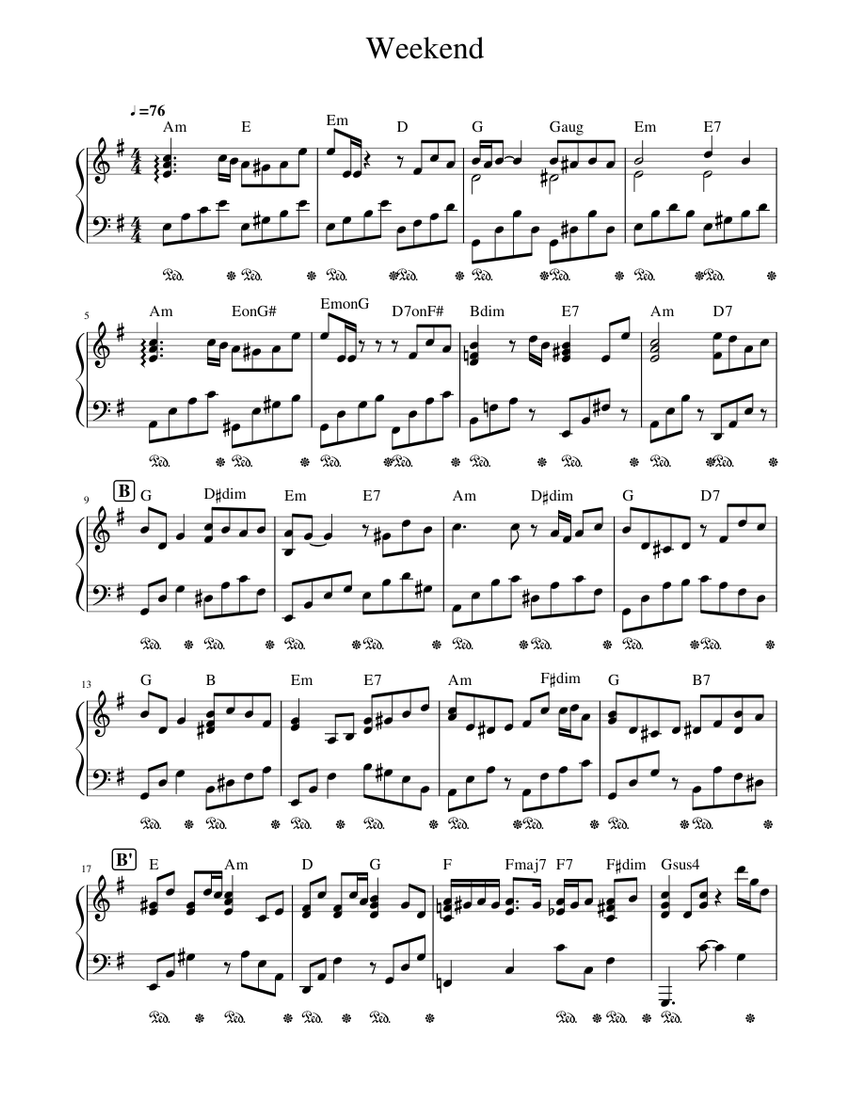 Weekend Sheet music for Piano (Solo) | Musescore.com