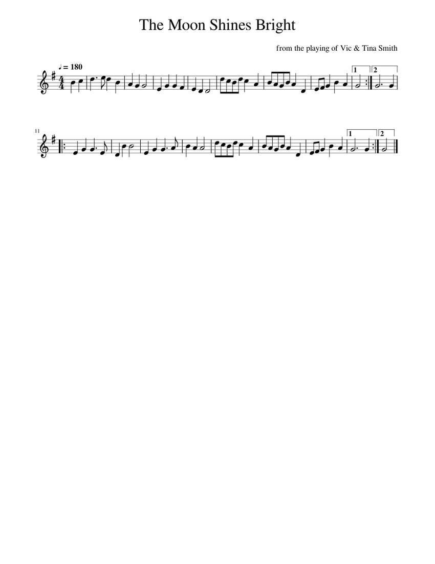 The Moon Shines Bright Sheet Music for Piano (Solo) Easy | MuseScore.com