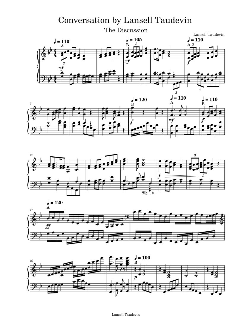 Conversation (The Interview)_by_Lansell_Taudevin Sheet music for Piano ...