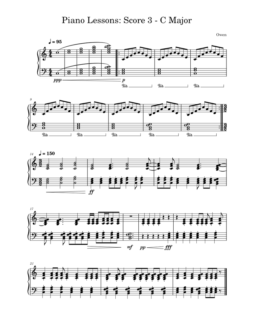 Piano Lessons Score 3 - C Major Sheet music for Piano (Solo ...