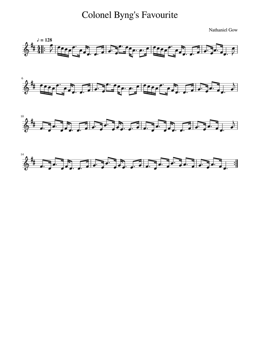 Nathaniel Gow - Colonel Byng's Favourite Sheet music for Piano (Solo ...