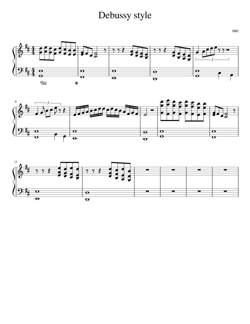 Debussy style Sheet music for Piano (Solo) Easy | Musescore.com