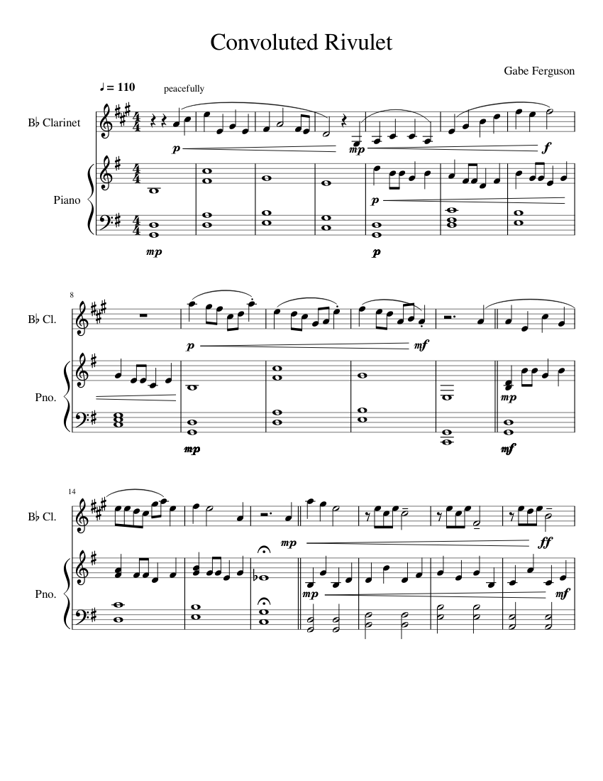 Convoluted Rivulet Sheet music for Piano, Clarinet in b-flat (Solo ...