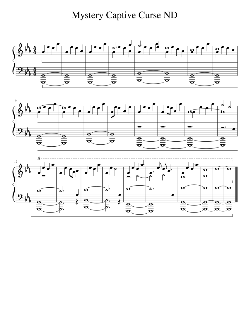 Mystery - The Captive Curse Sheet music for Piano (Solo) Easy ...