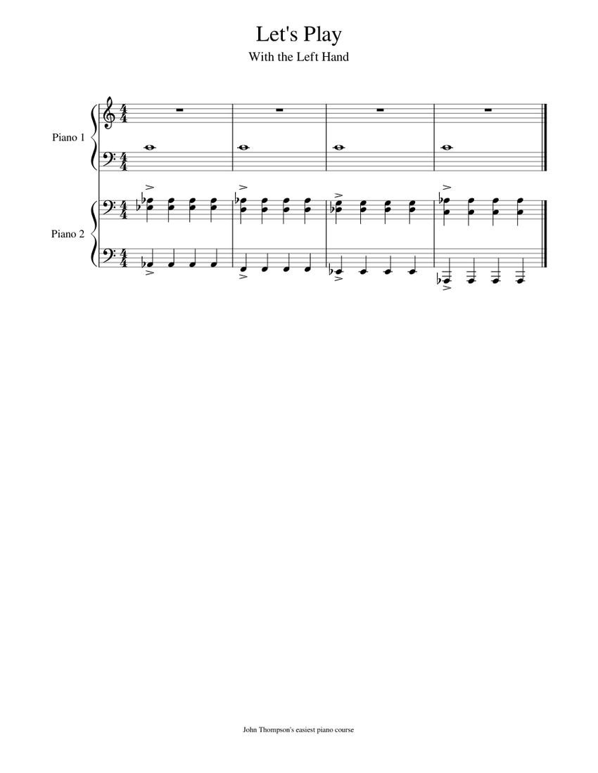 Let's Play With the Left Hand - John Thompson's easiest piano course ...