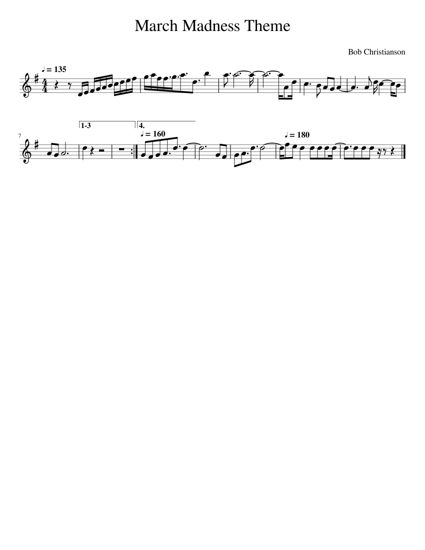 March Madness Theme Sheet Music for Trumpet in b-flat (Solo ...