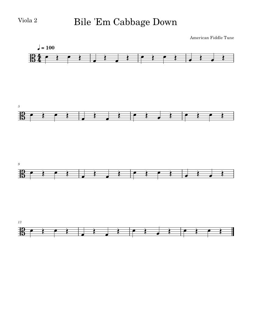 Bile Them Cabbage Down – Misc Traditional Bile 'Em Cabbage Down-Viola 2 ...