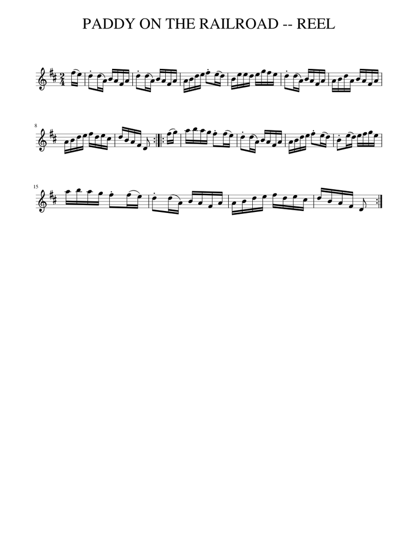 PADDY ON THE RAILROAD -- REEL Sheet music for Piano (Solo) | Musescore.com