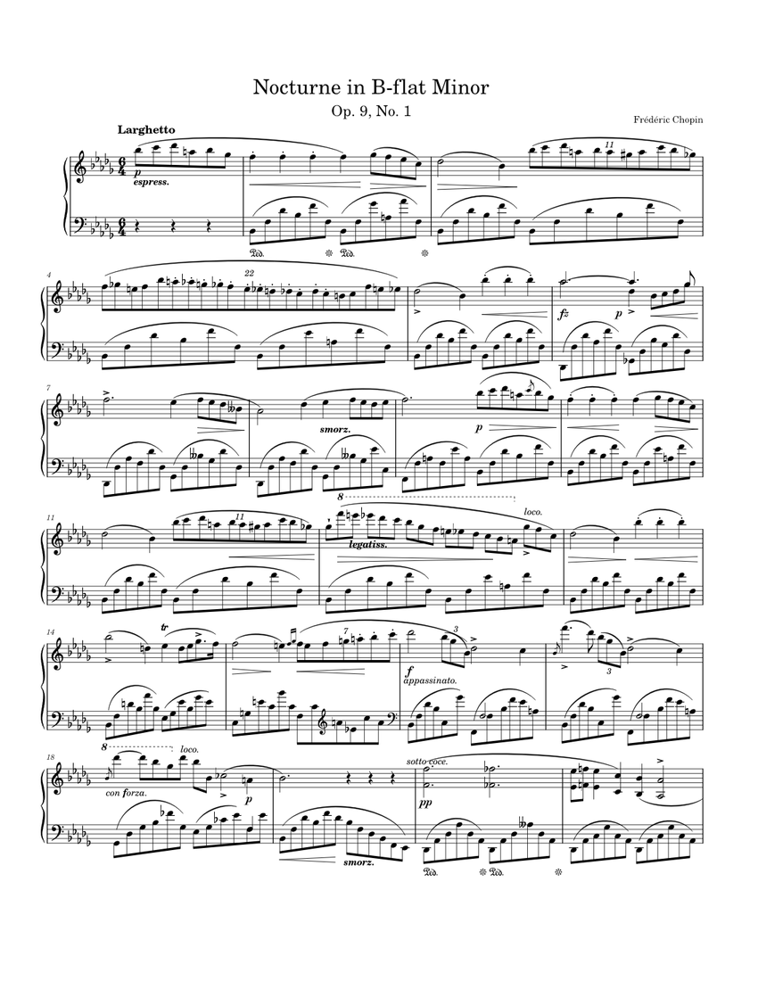 Nocturne in B-flat Minor - Frédéric Chopin Sheet music for Piano (Solo) | Musescore.com