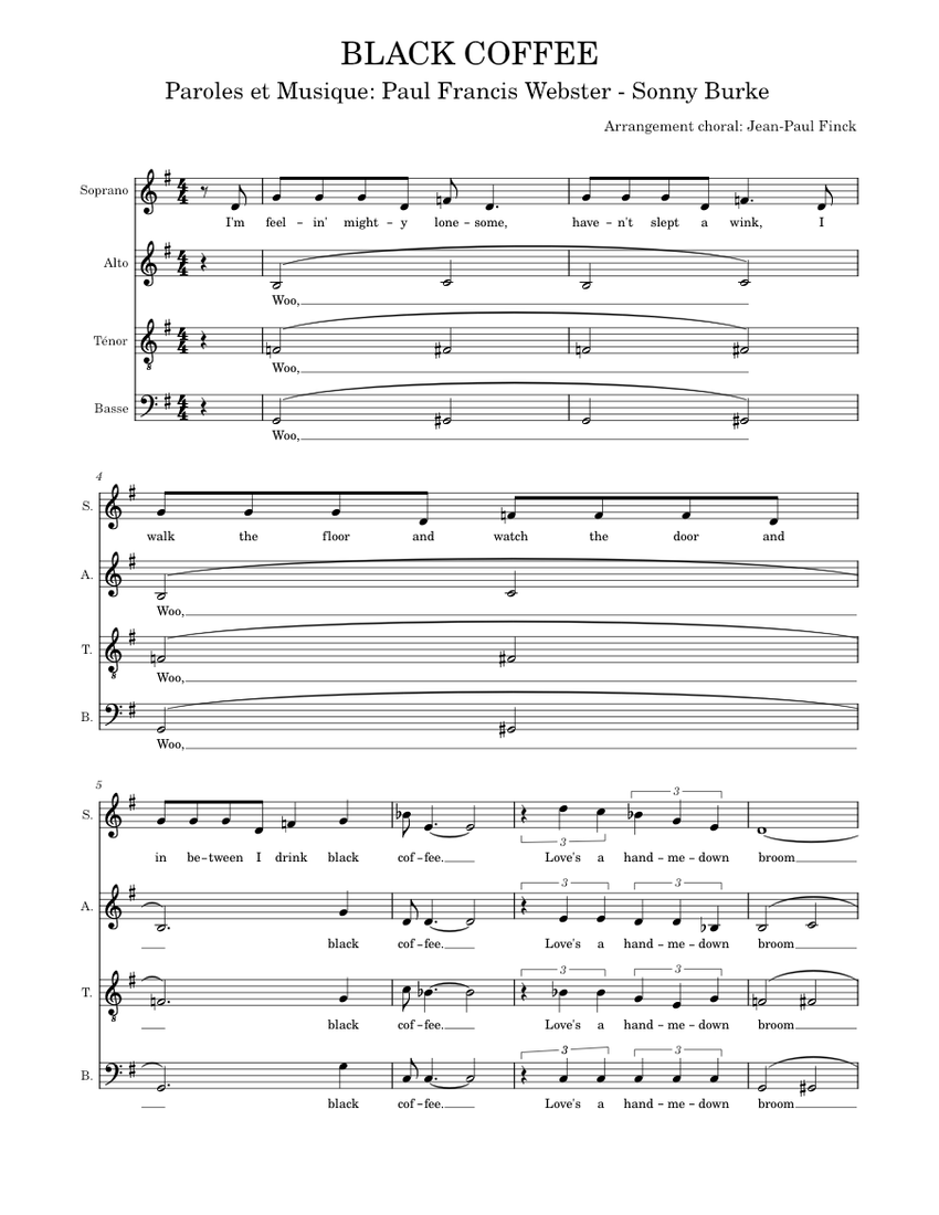 Black Coffee – Webster, Paul and Burke, Sonny Sheet music for Soprano ...