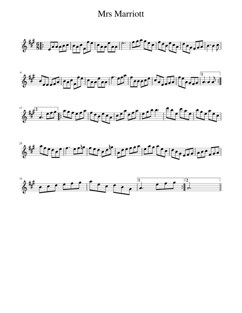 Mrs Marriott Sheet music for Piano (Solo) | Musescore.com